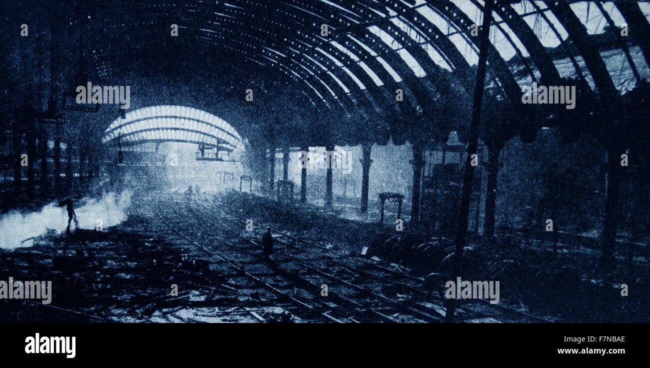 Photograph of York Station after an air-raid attack. Dated 1942 Stock ...