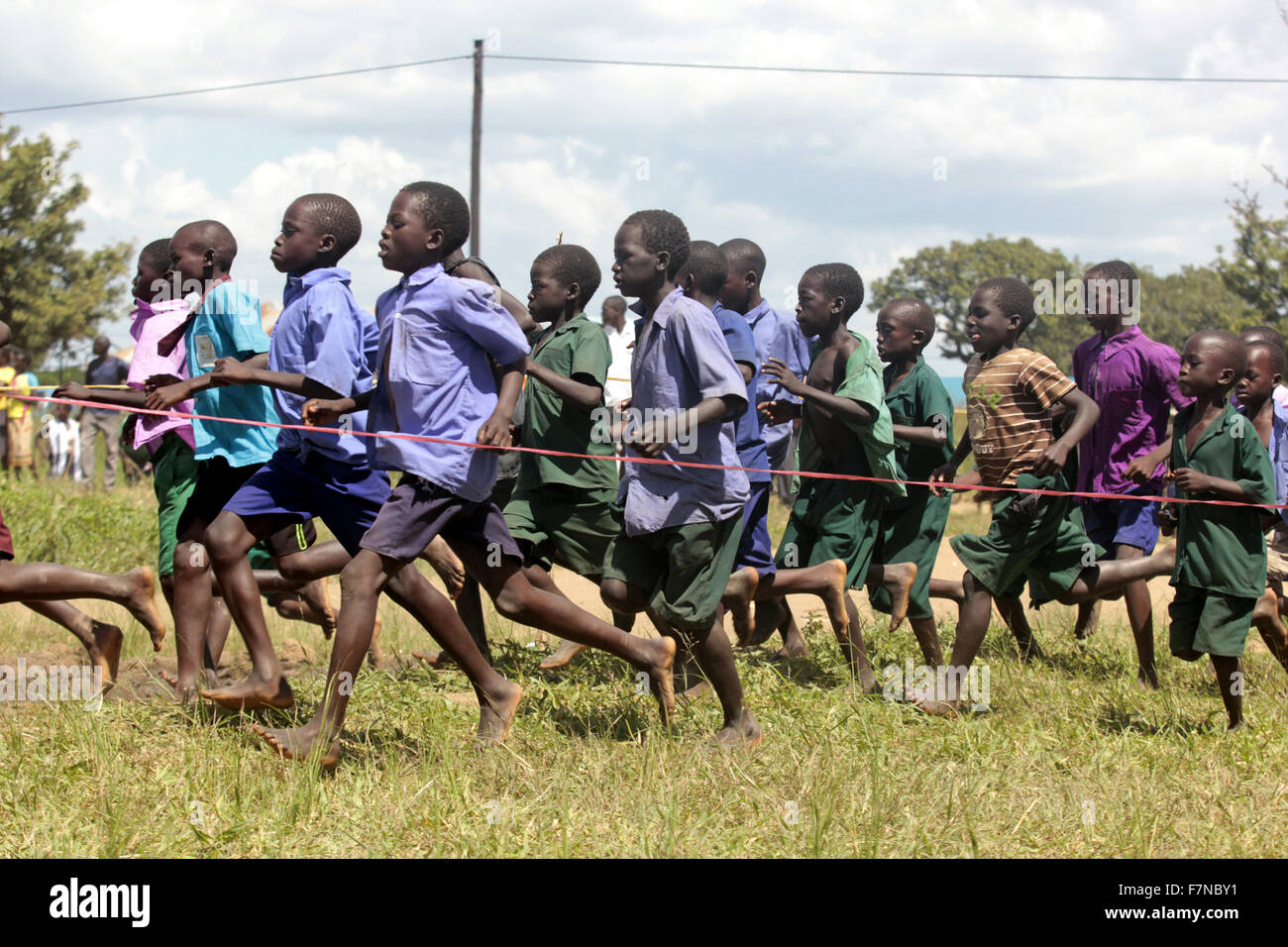 Children taking part in a community race in Otuke district in northern ...