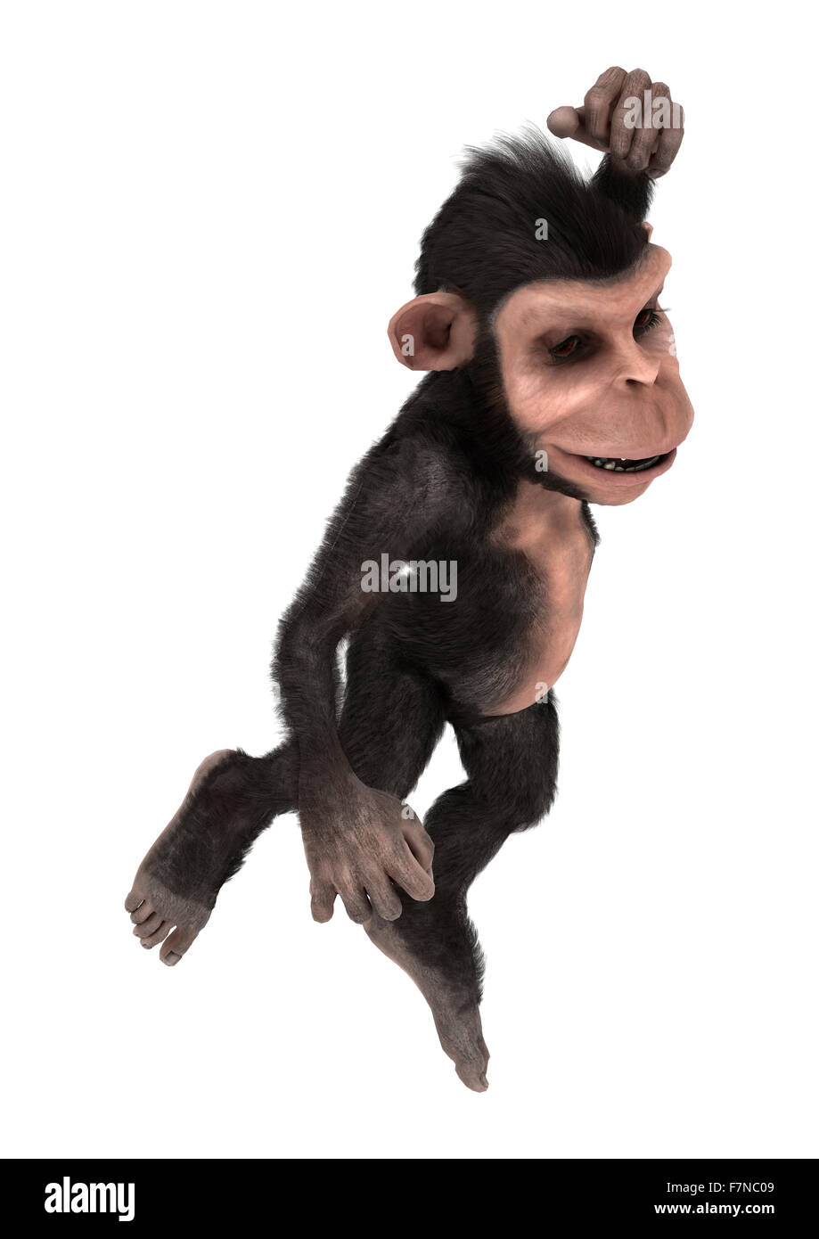 3D digital render of a little chimpanzee monkey isolated on white ...