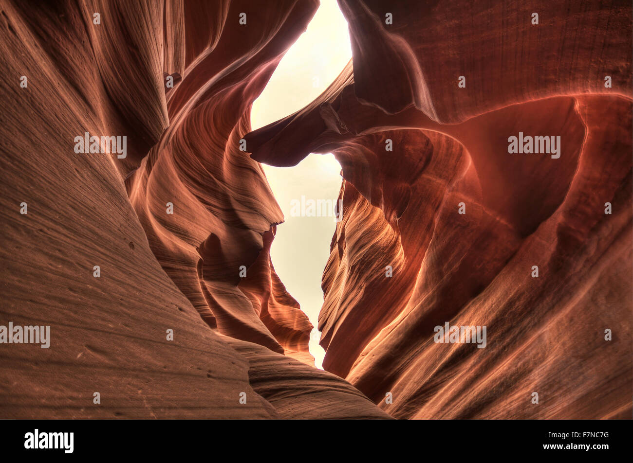 Interesting stone formations inside lower antelope canyon, USA, HDR ...