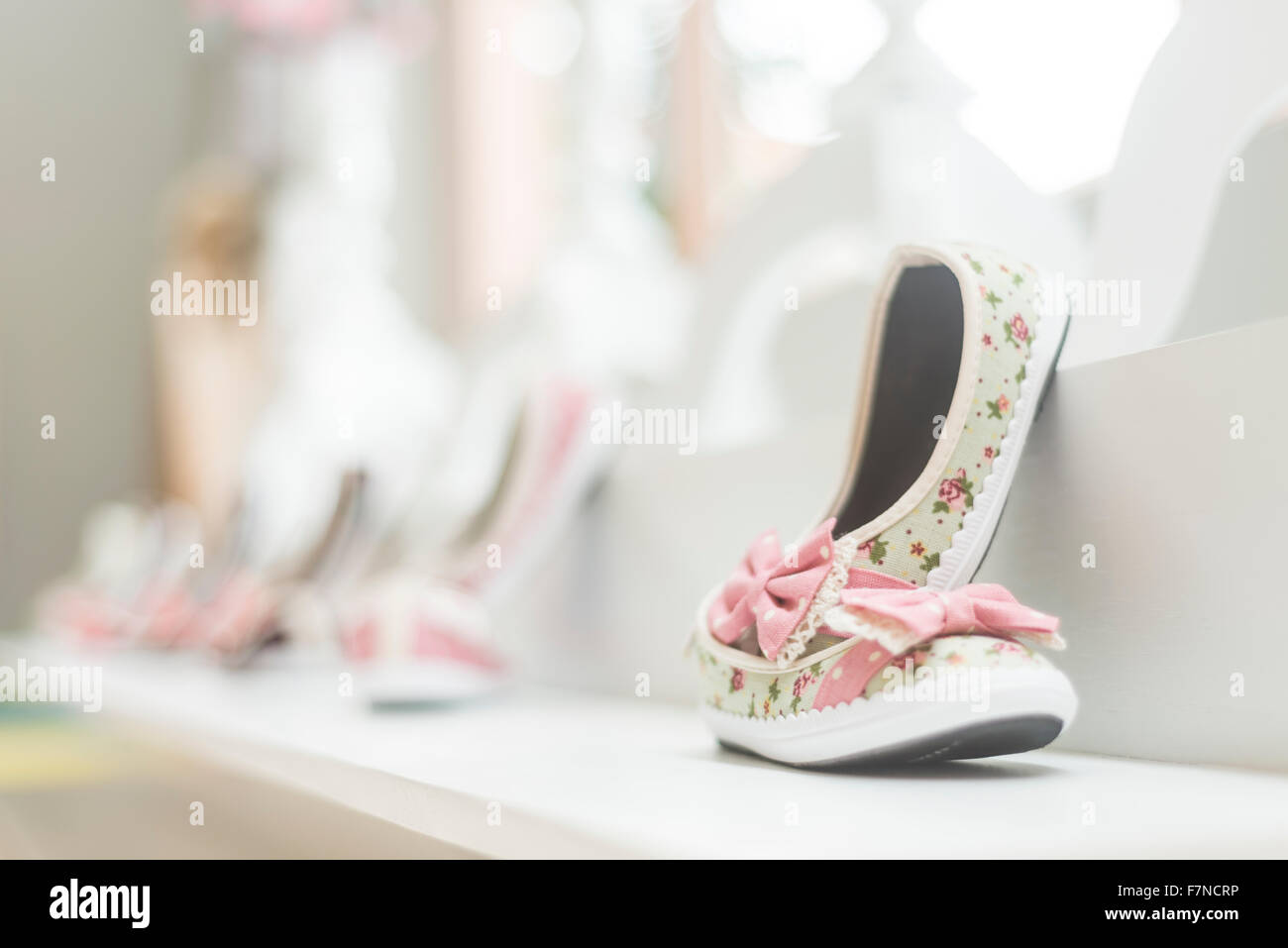 young girl shoes in children footwear shop display Stock Photo - Alamy