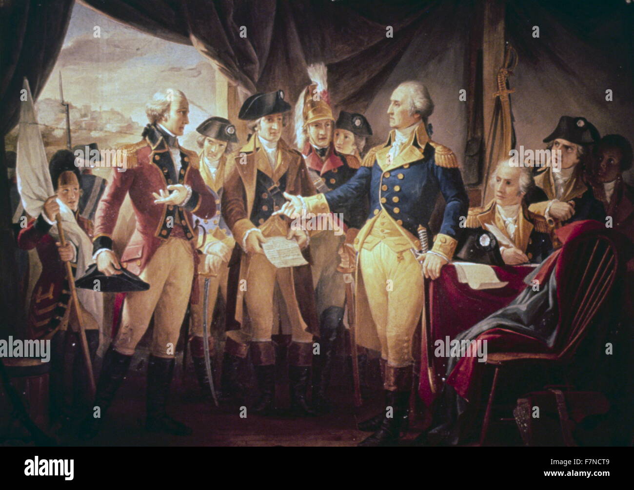 U.S. Capitol paintings. George Washington with British soldiers at ...