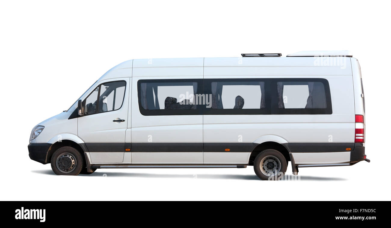 White passenger minibus on white. Isolated whith clipping path Stock ...
