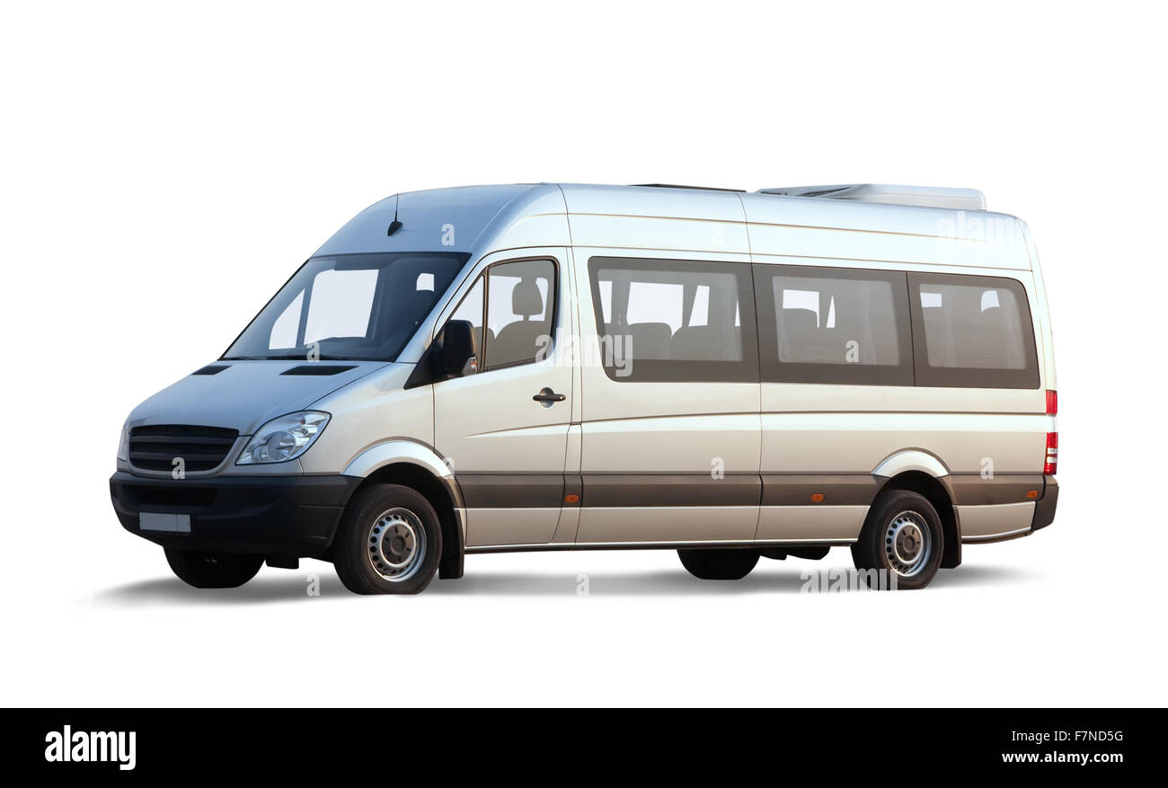 Gray passenger minibus on white. Isolated whith clipping path Stock ...