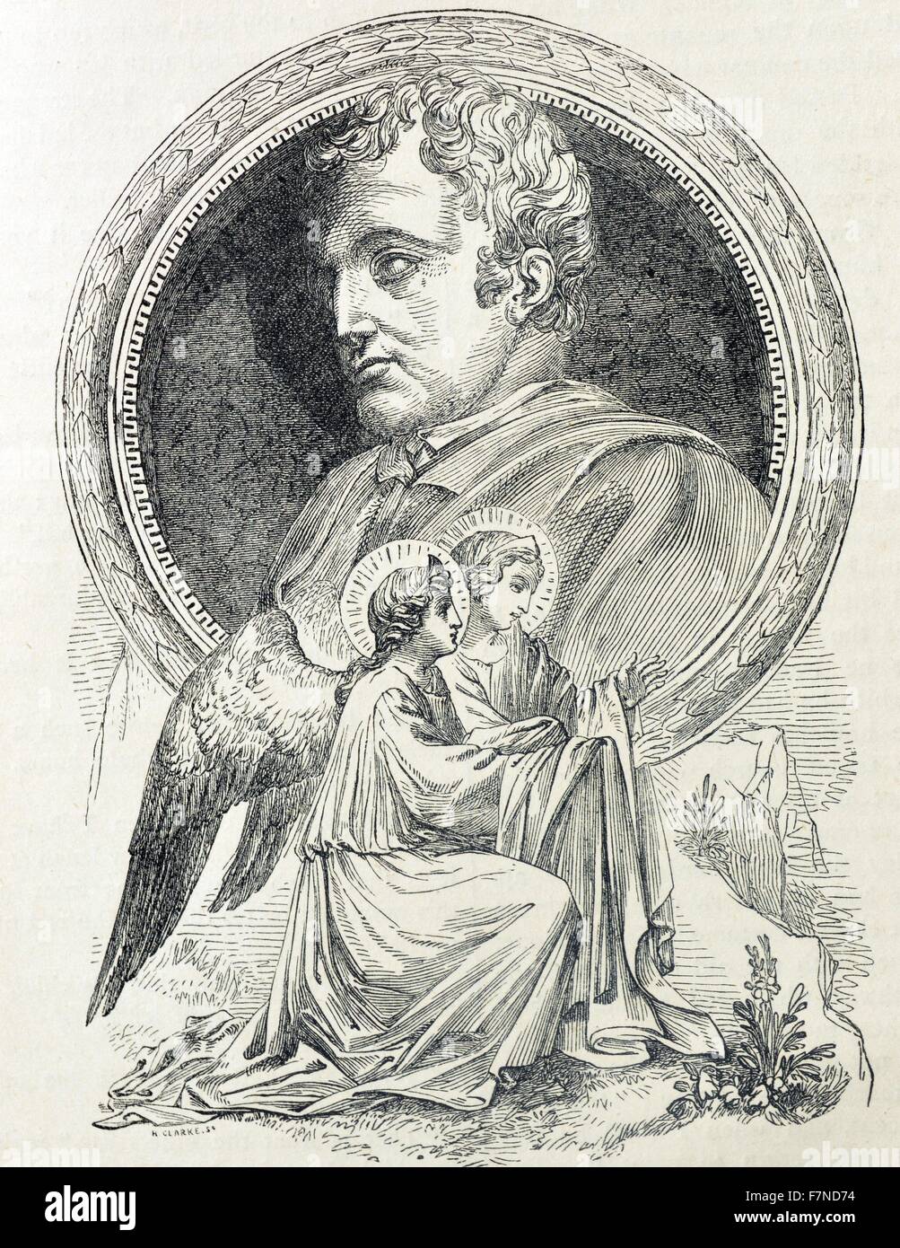 Engraving of Giotto di Bondone (1267-1337) an Italian painter and ...