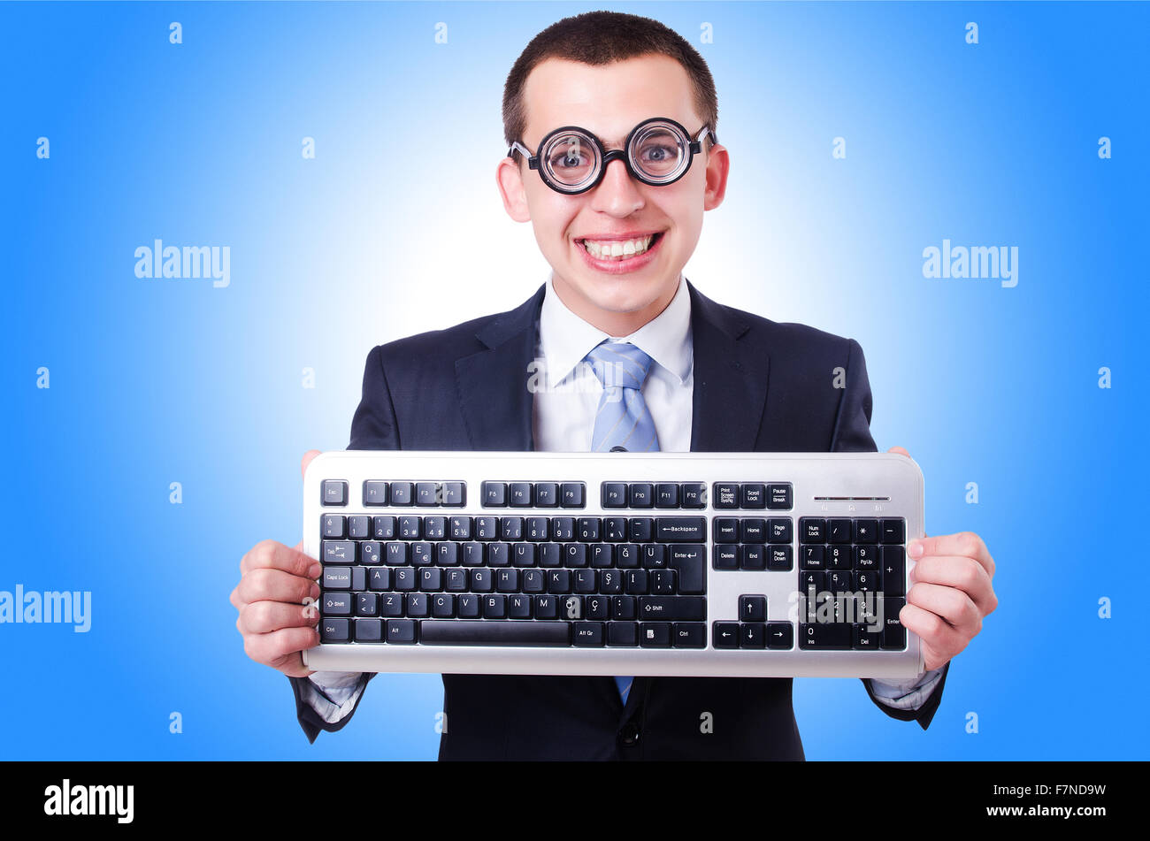 Computer geek nerd in funny concept Stock Photo - Alamy