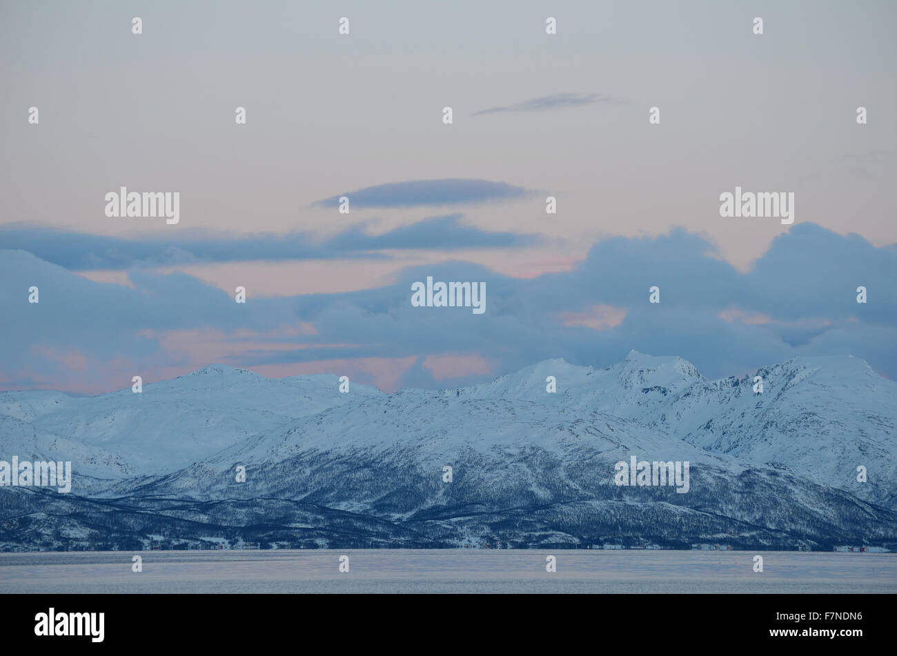 majestic snowy mountain with colourful sunset sky and beautiful cloud ...