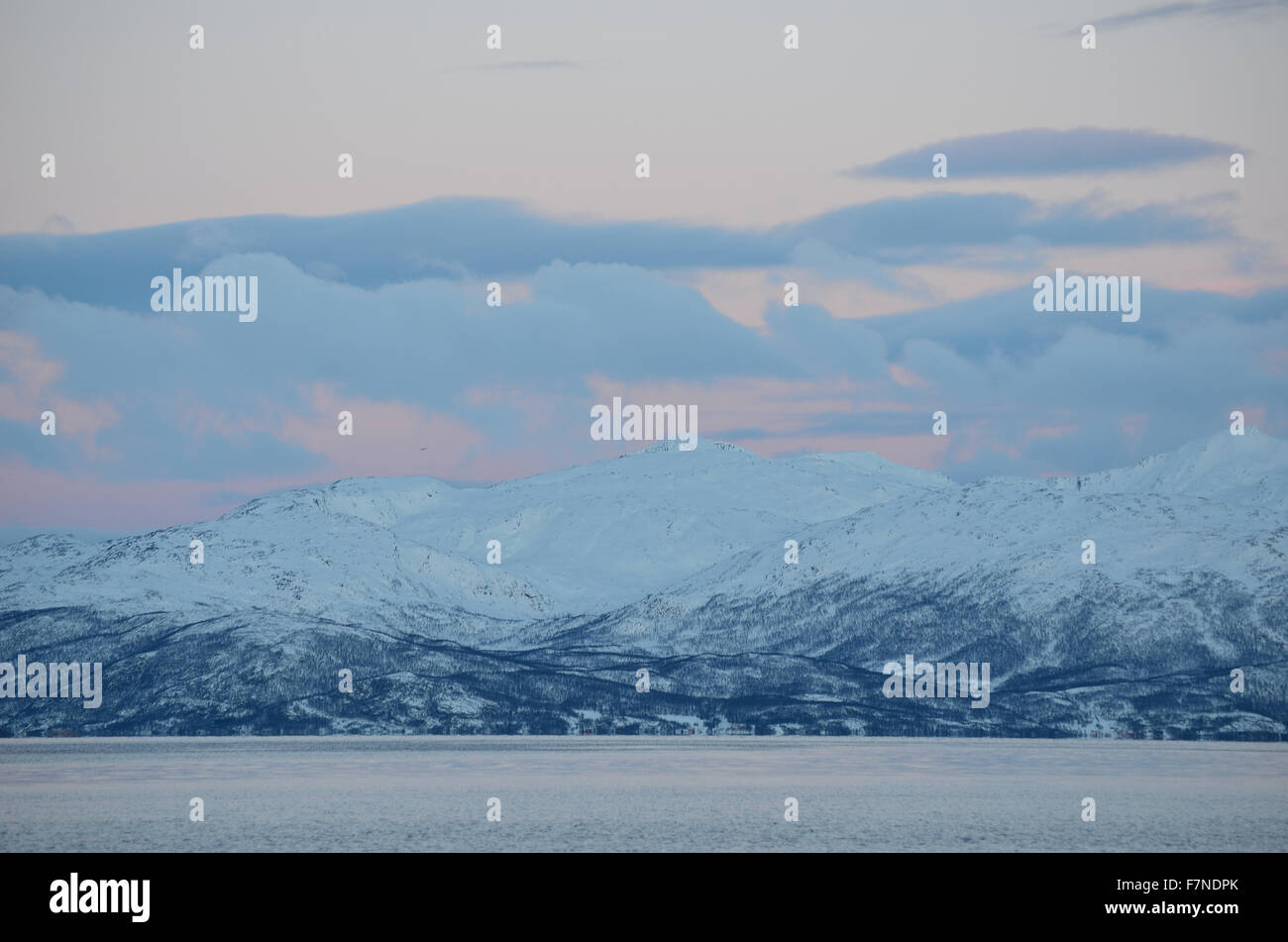 majestic snowy mountain with colourful sunset sky and beautiful cloud ...