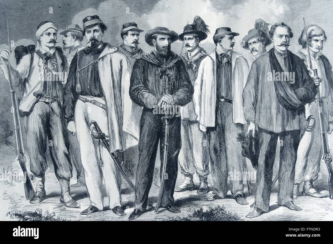 The Liberators of Sicily. Garibaldi, Bixio and Cardini with soldiers of ...