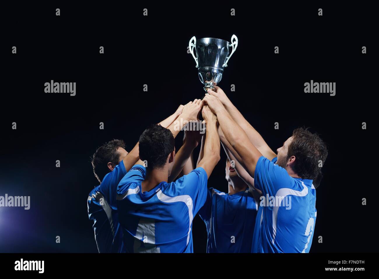 soccer players team group celebrating the victory and become champion ...