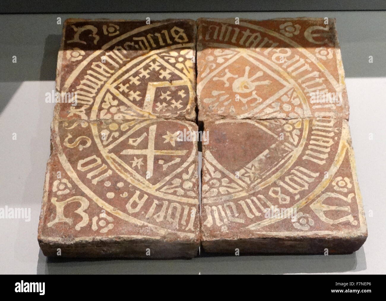 Four medieval tiles with a prayer These tiles join together to form a ...