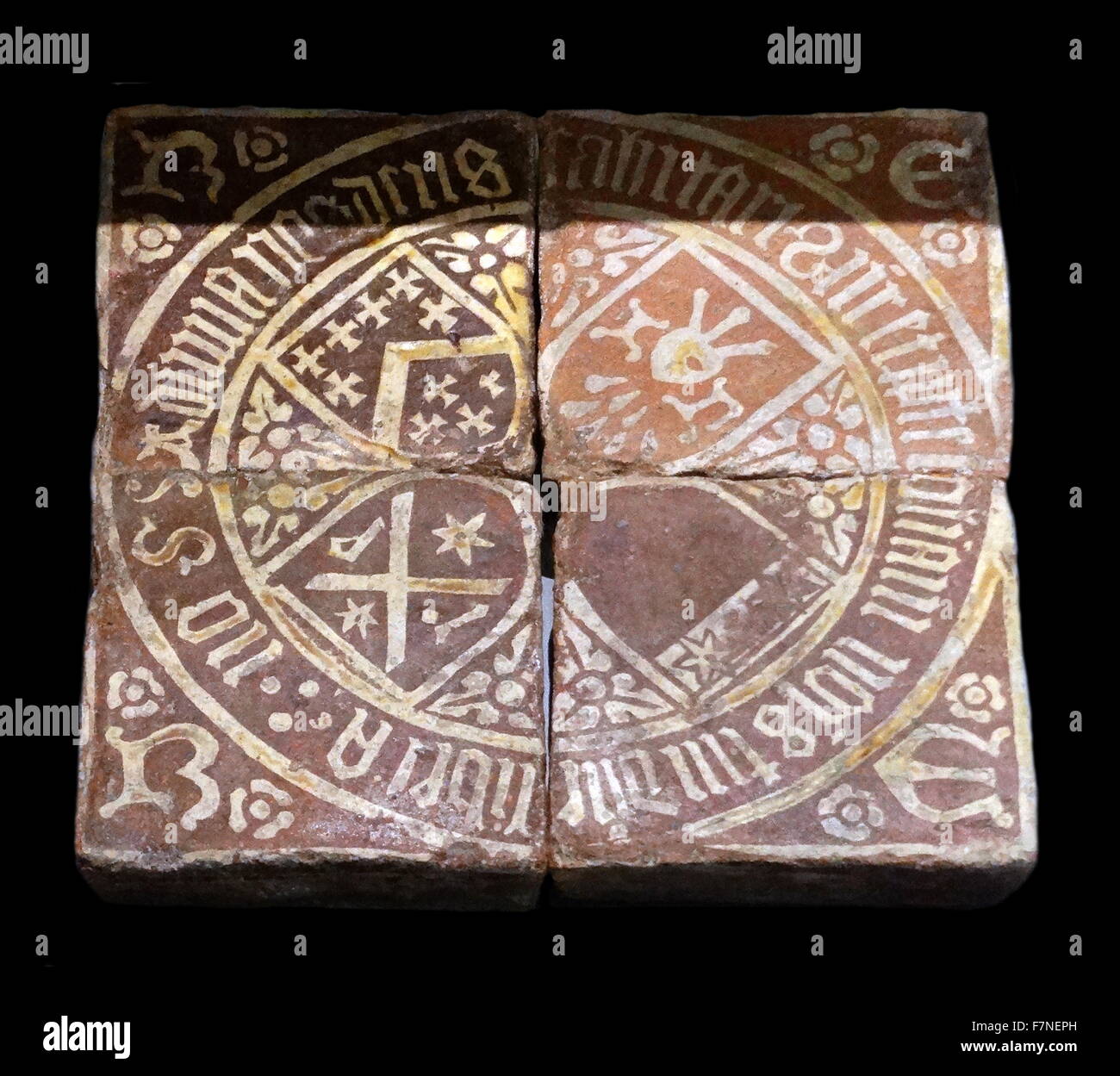 Four medieval tiles with a prayer These tiles join together to form a ...