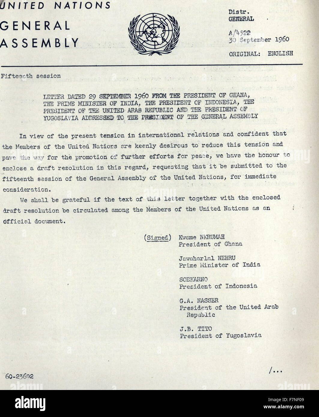 Letter to the President of the United States (Dwight D. Eisenhower ...