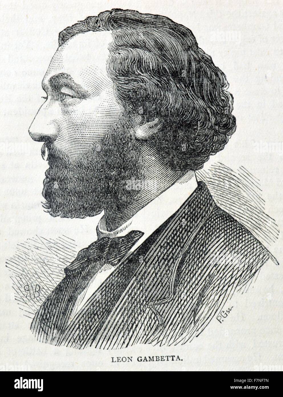 Engraving of Léon Gambetta (1838-1882) French statesman, prominent ...