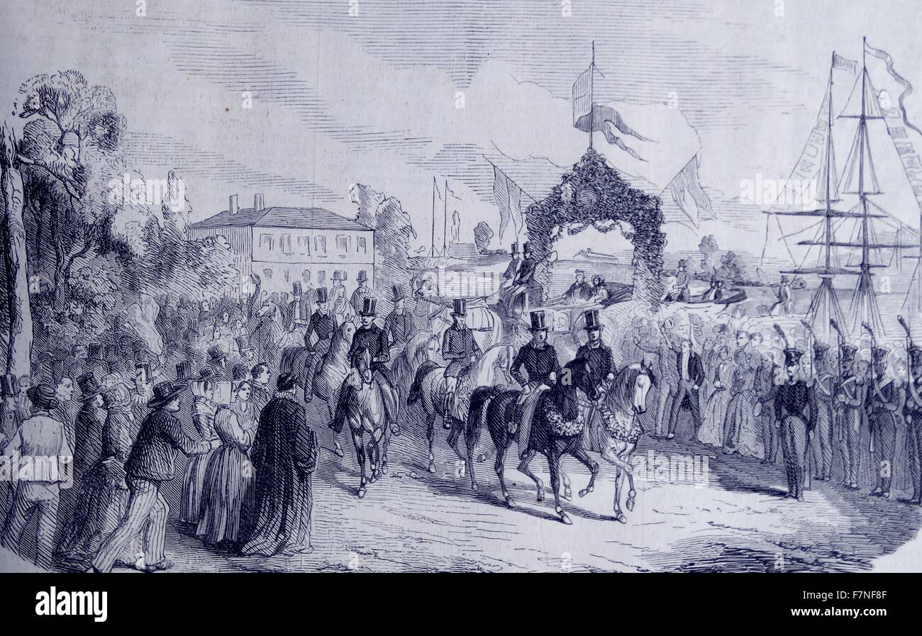 Reception for King Frederick VII of Denmark at Moen. 1860 Stock Photo ...