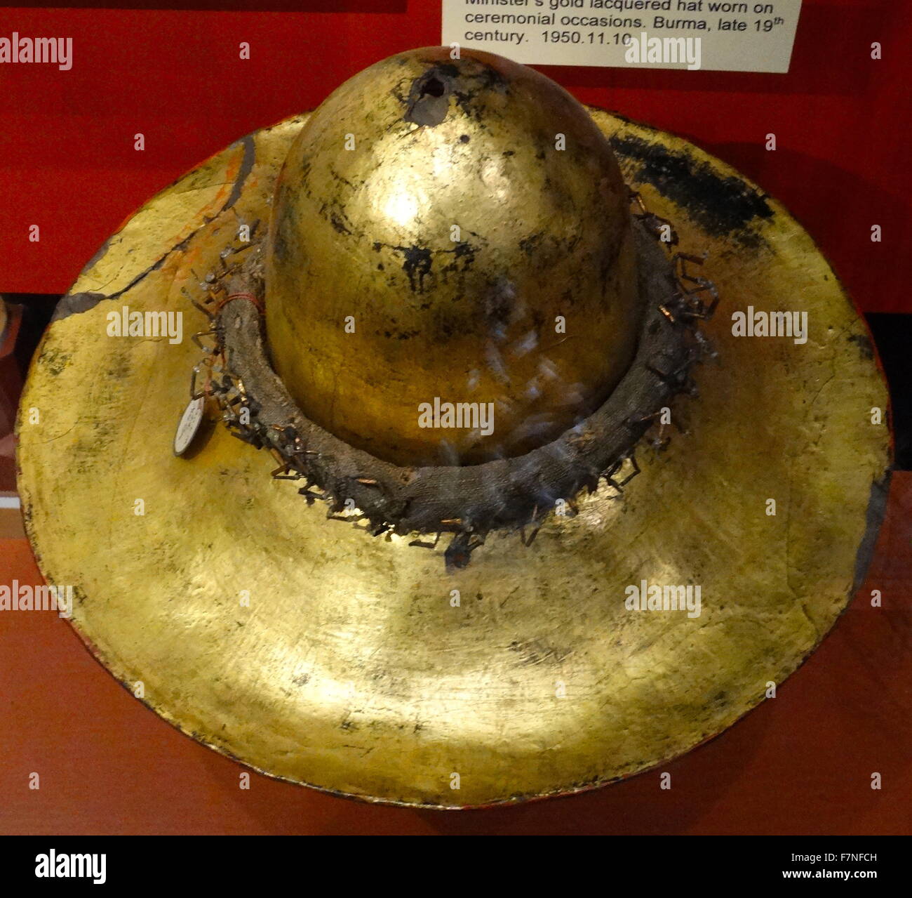 Minister ceremonial hat with gold lacquer, Burma. Dated 1860 Stock ...