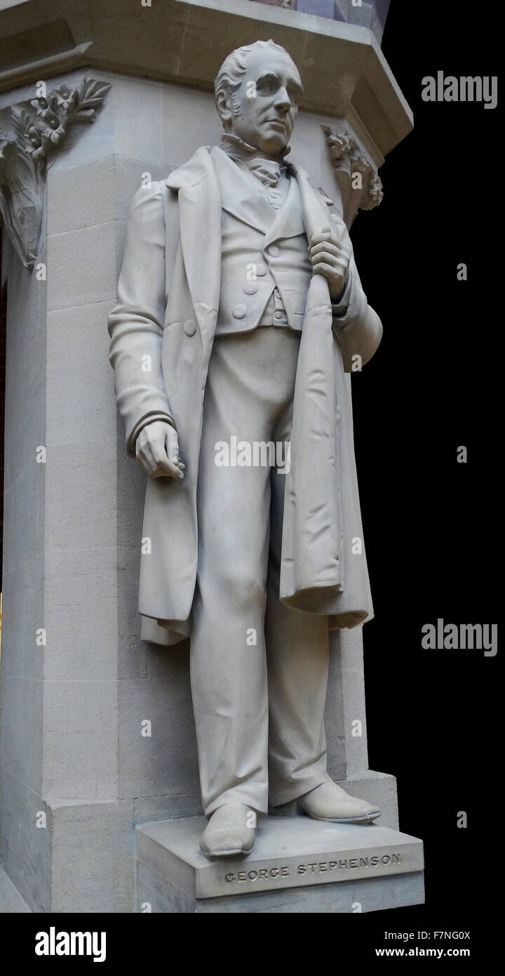 Statue of George Stephenson (1781-1848) English civil engineer and ...