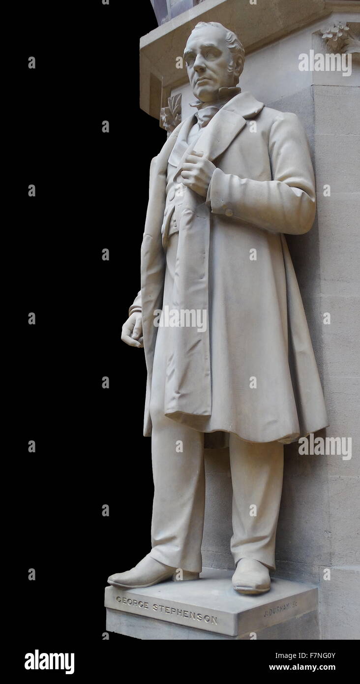 Statue of George Stephenson (1781-1848) English civil engineer and ...