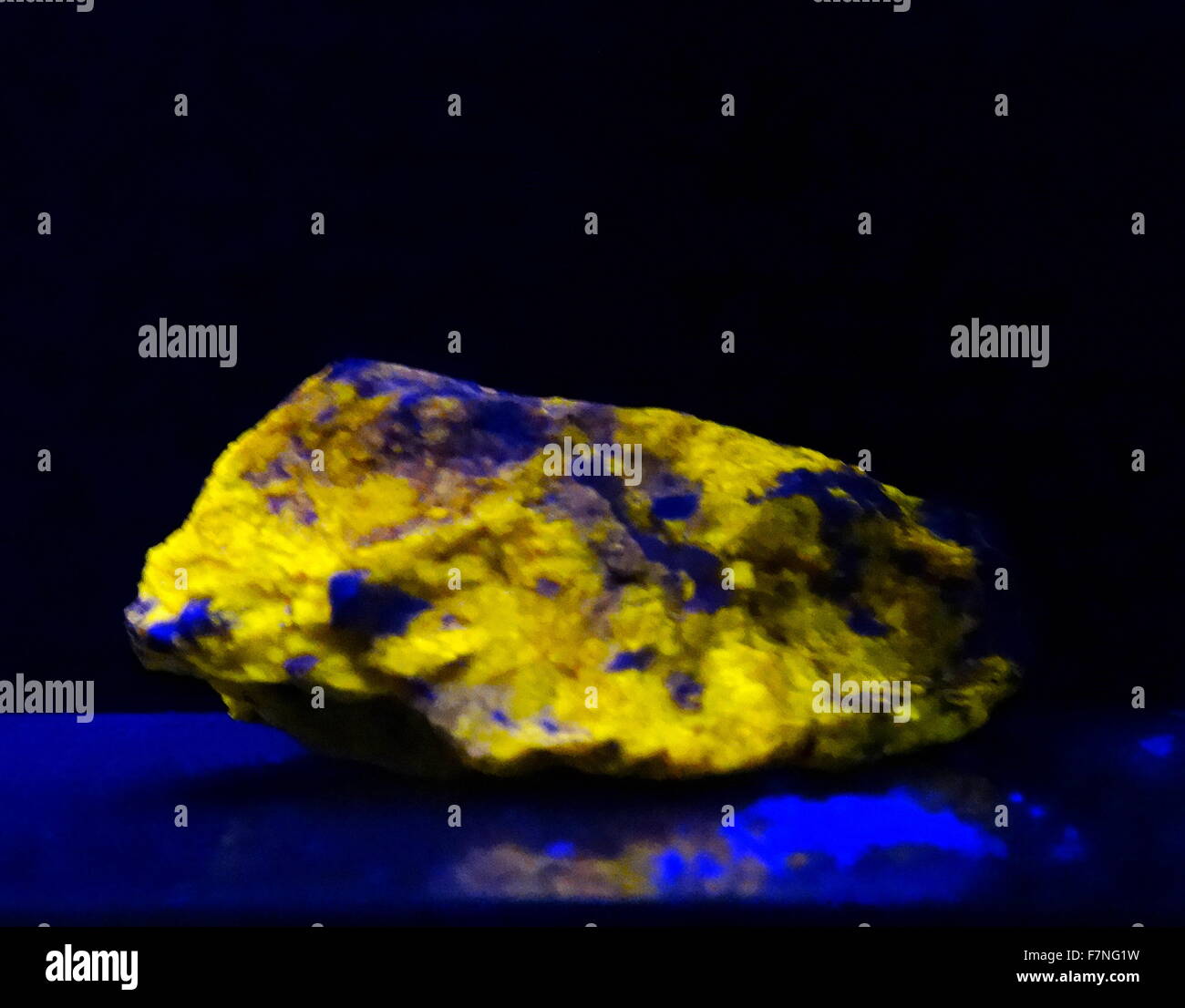 The minerals are lit by ultraviolet light, which coverts a small amount ...