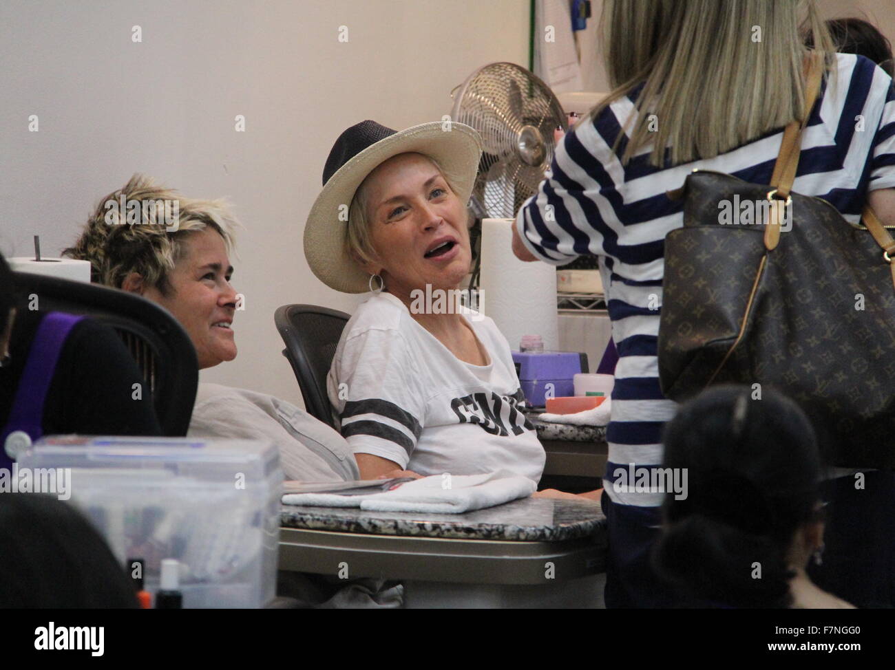Sharon Stone visits a nail salon in Beverly Hills Featuring: Sharon ...