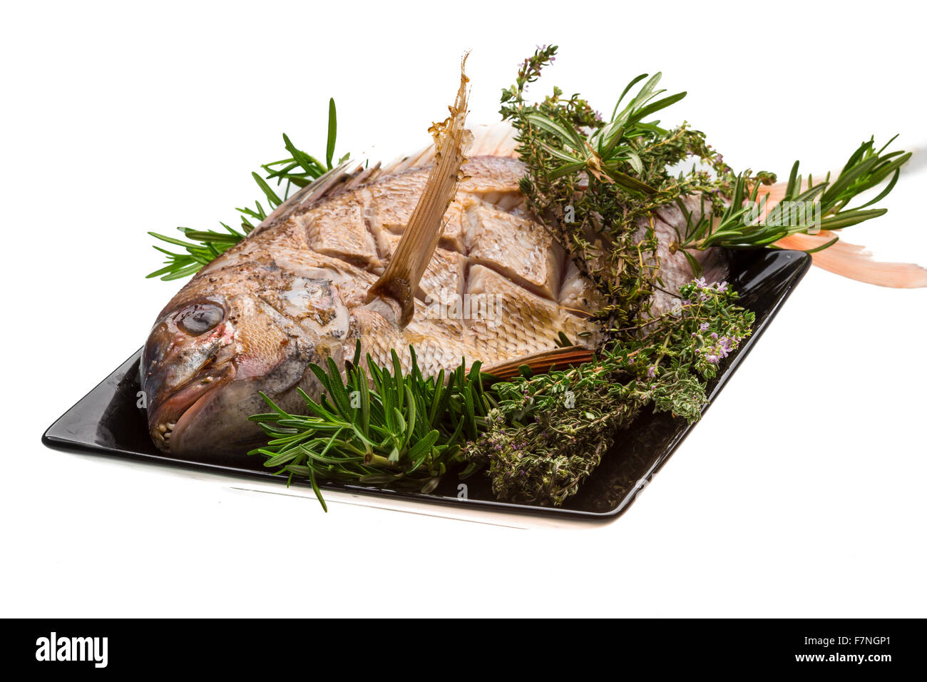 Grilled sea perch Stock Photo - Alamy