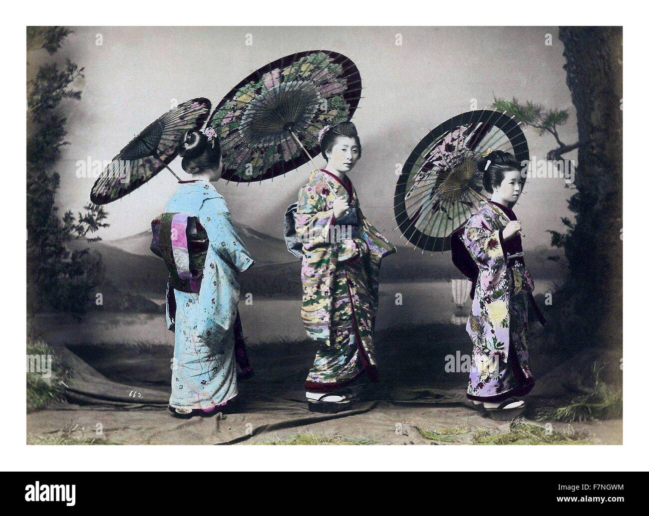 Hand-coloured photograph of Japanese women by Felice Beato (1832-1909 ...