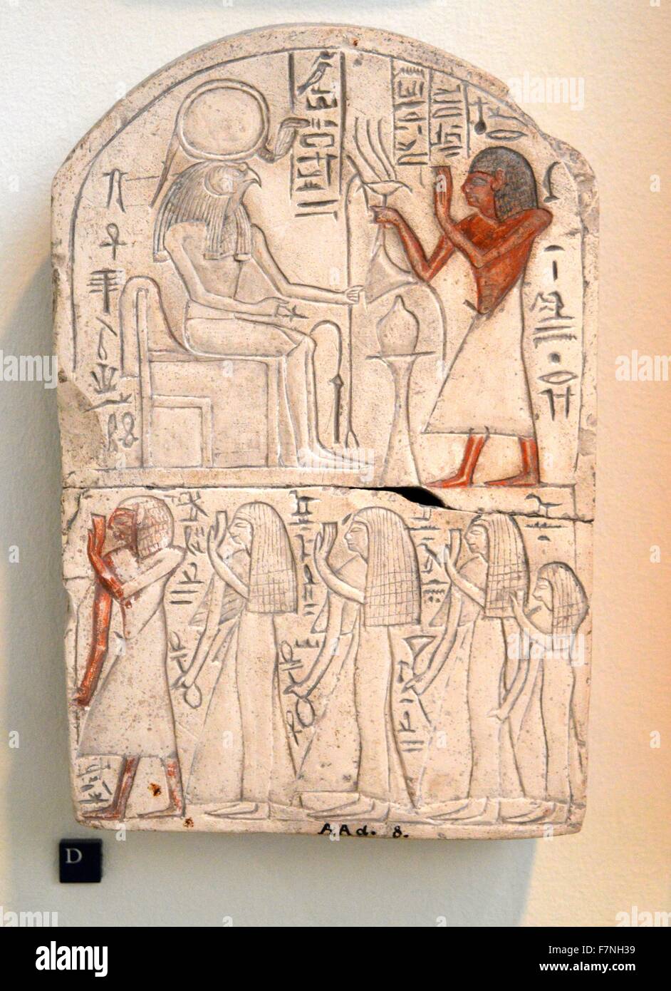 Limestone stela with depictions of Egyptian Gofs and hieroglyphs. Dated ...