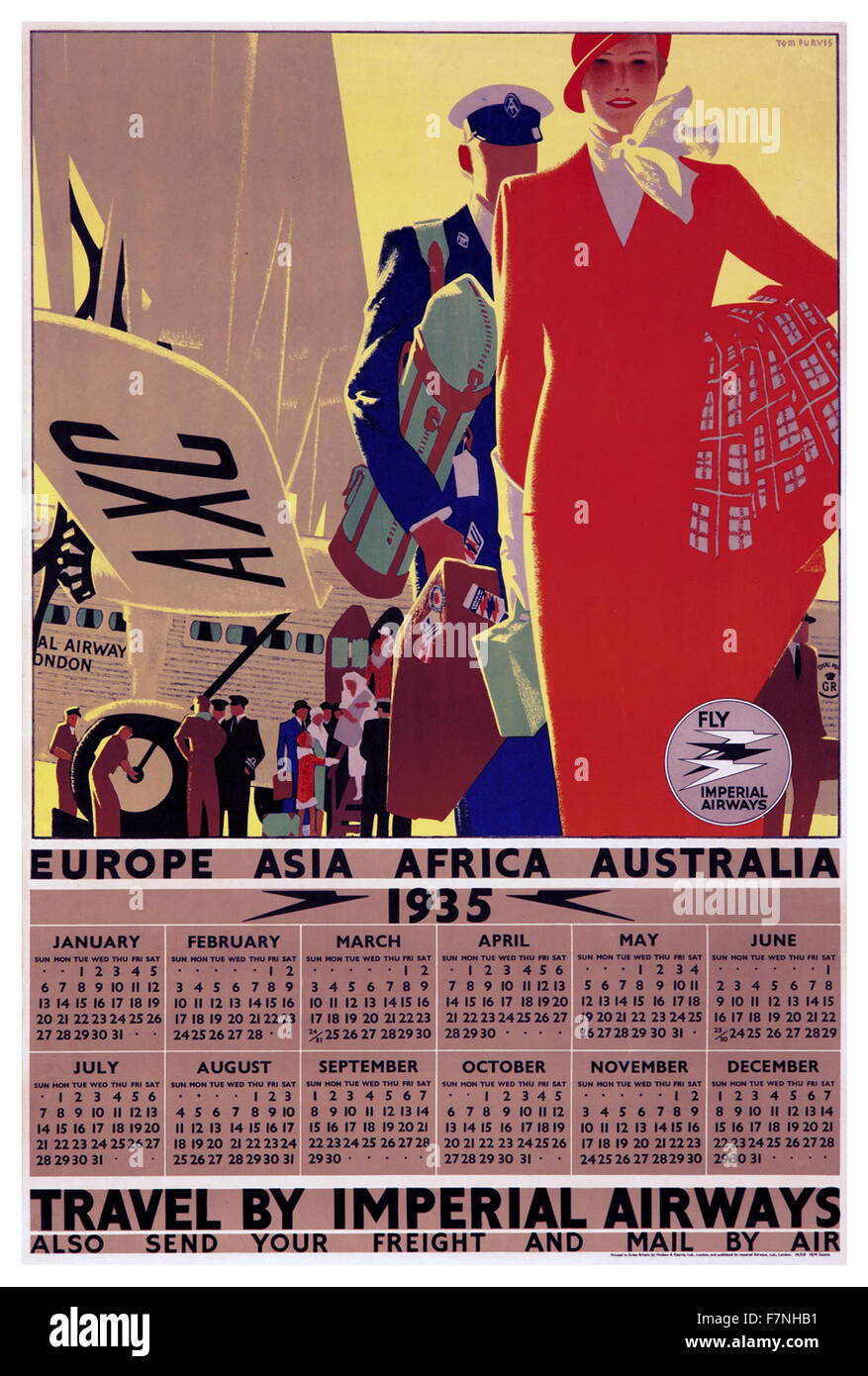 Imperial Airways year view calendar for 1935 Stock Photo - Alamy