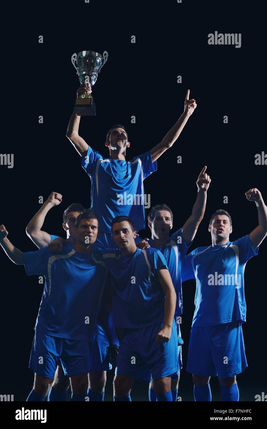 soccer players team group celebrating the victory and become champion ...