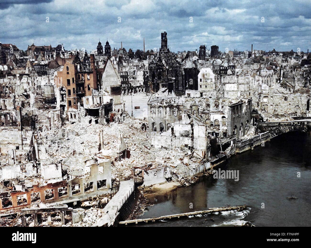 Colour photograph of Nuremberg, Germany, at the end of World War Two ...