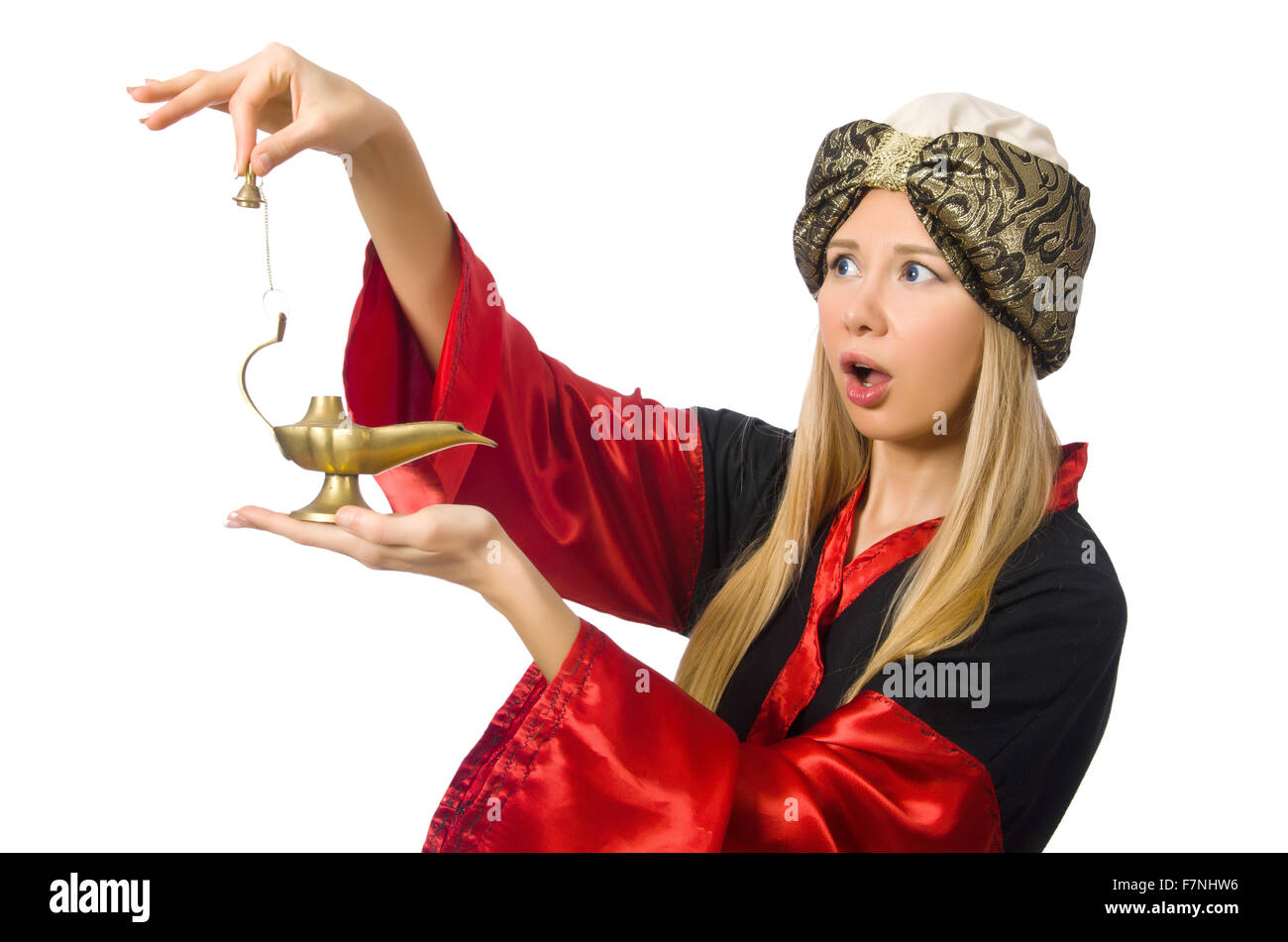 Female magician isolated on white Stock Photo - Alamy