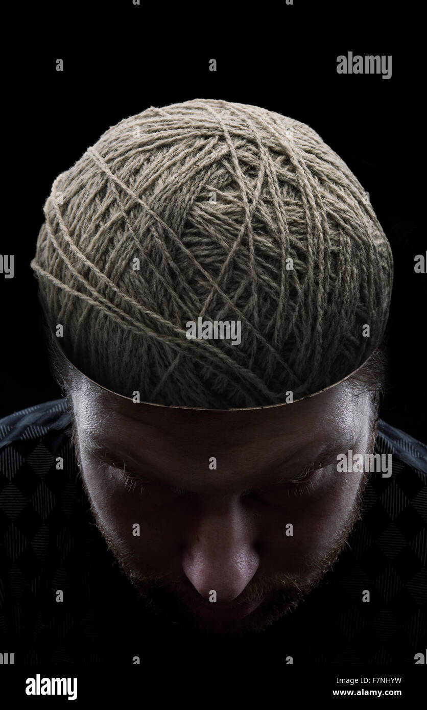 Man with threads in his head Stock Photo - Alamy