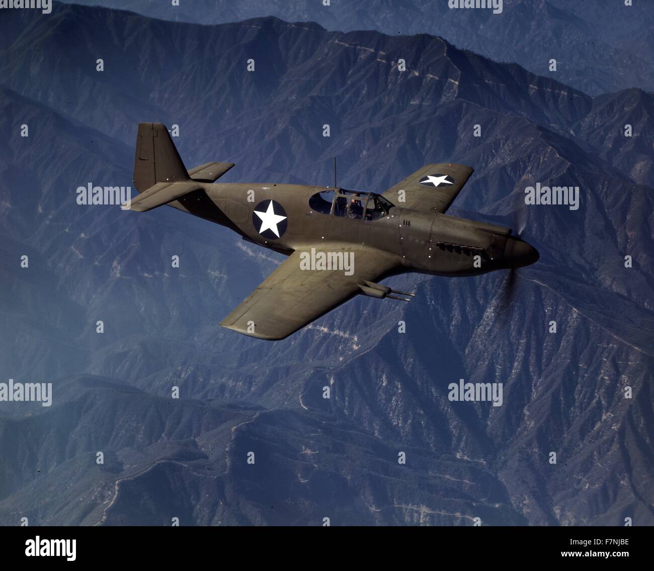 World War Two: P-51 "Mustang" fighter in flight, Inglewoof, Calif. The ...