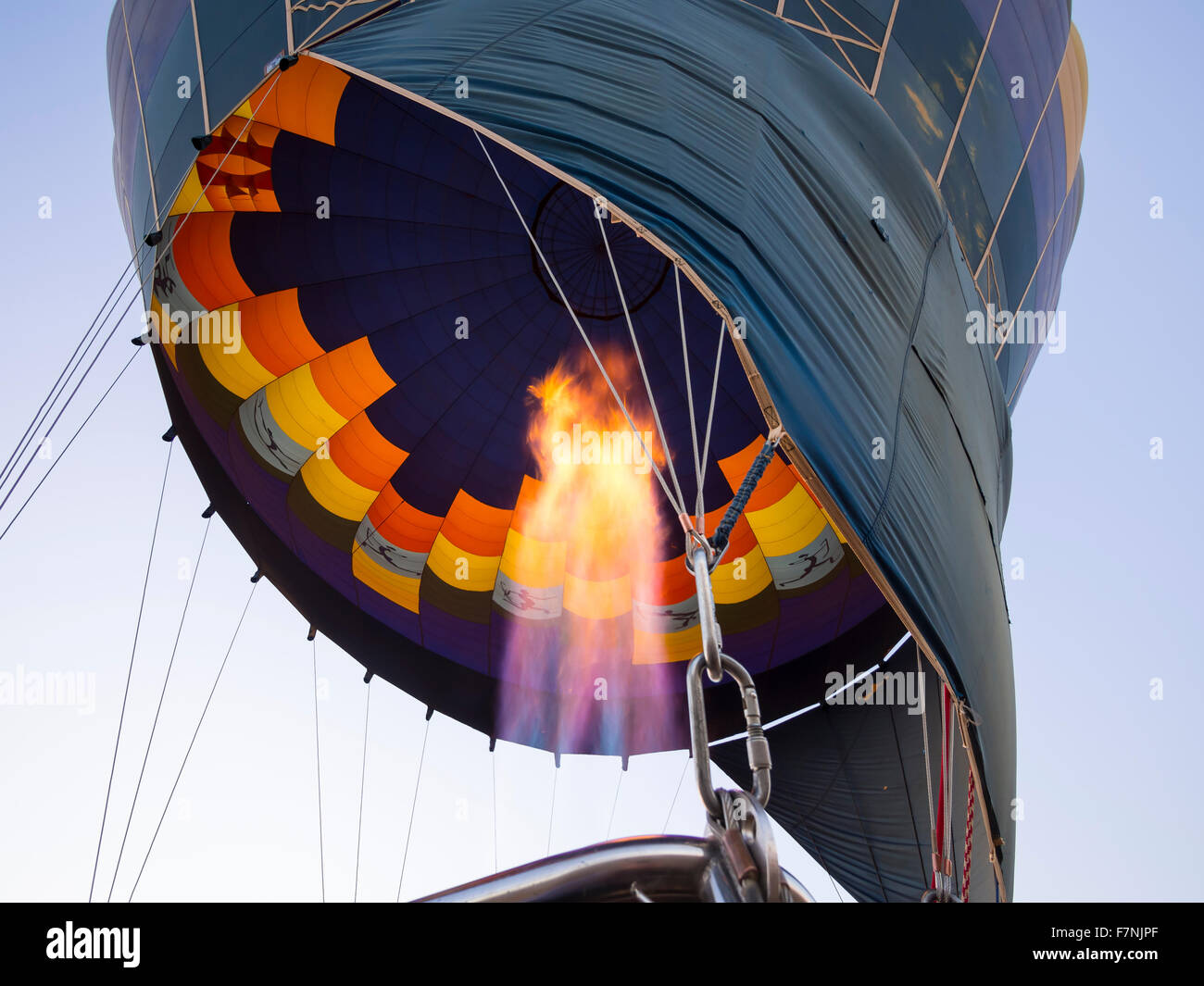 Namibia, Kuala Wilderness Reserve, Air balloon being filled with heated ...