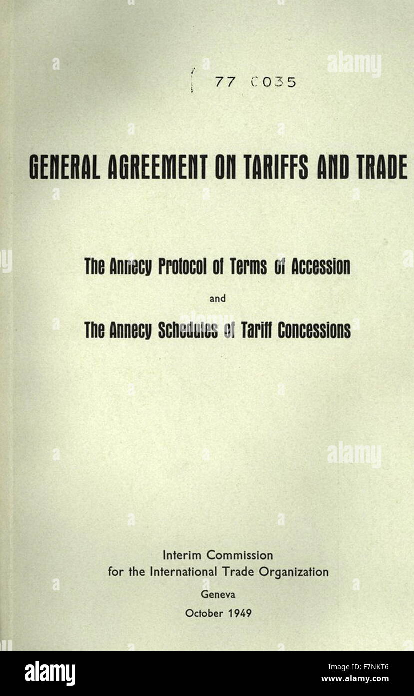 The front cover of a 1949 GATT booklet. The General Agreement on ...