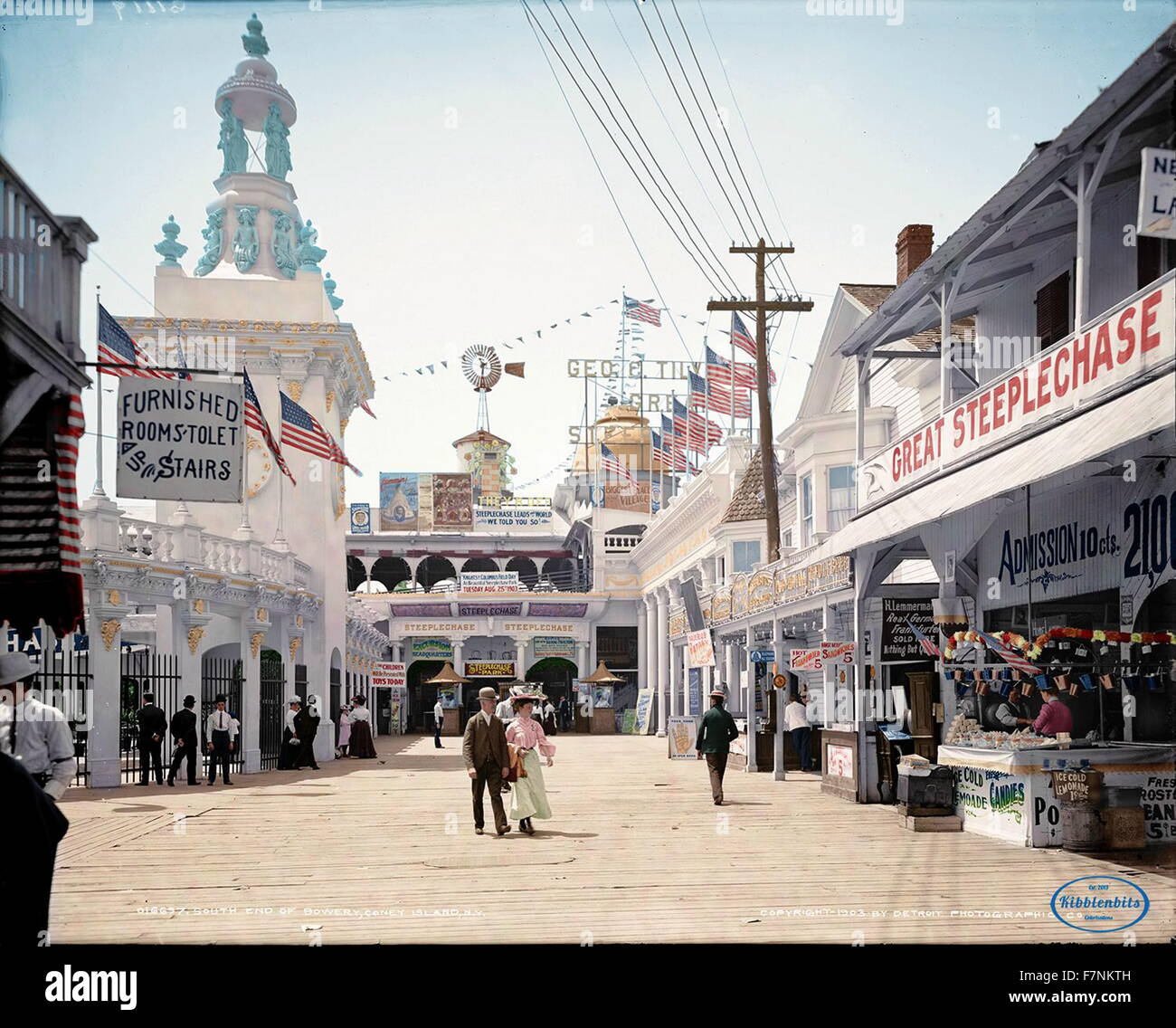 Amusement park on Coney Island; Bowery, New York, Brooklyn, . 1903 ...