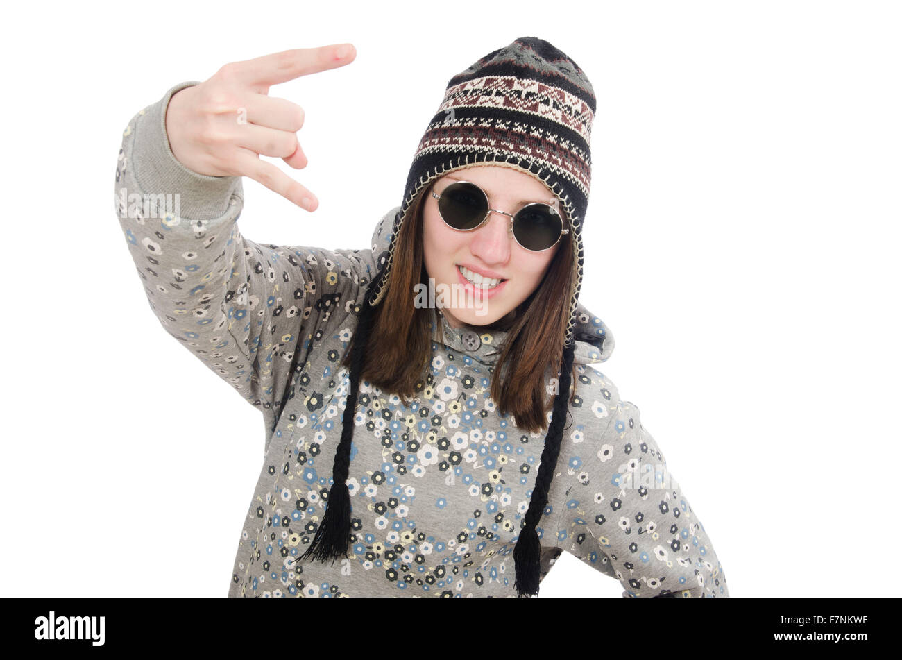 Young optimistic girl isolated on white Stock Photo - Alamy