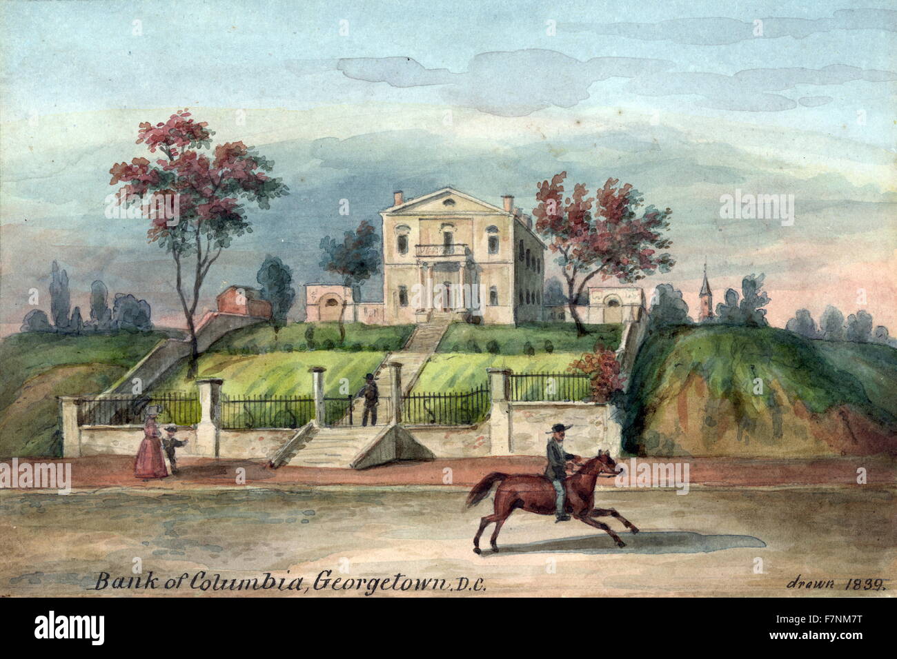 19th century painting of the Bank of Columbia, Georgia USA, 1850 Stock ...