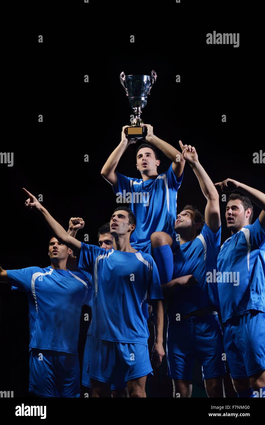 soccer players team group celebrating the victory and become champion ...