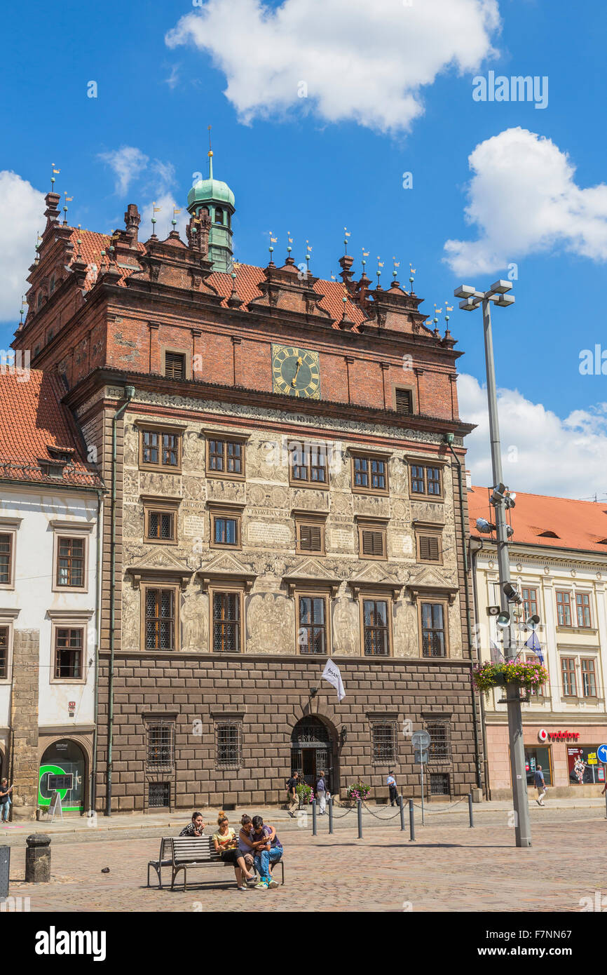 Czechia, Plzen, view to city hall at Square of the Republic Stock Photo ...