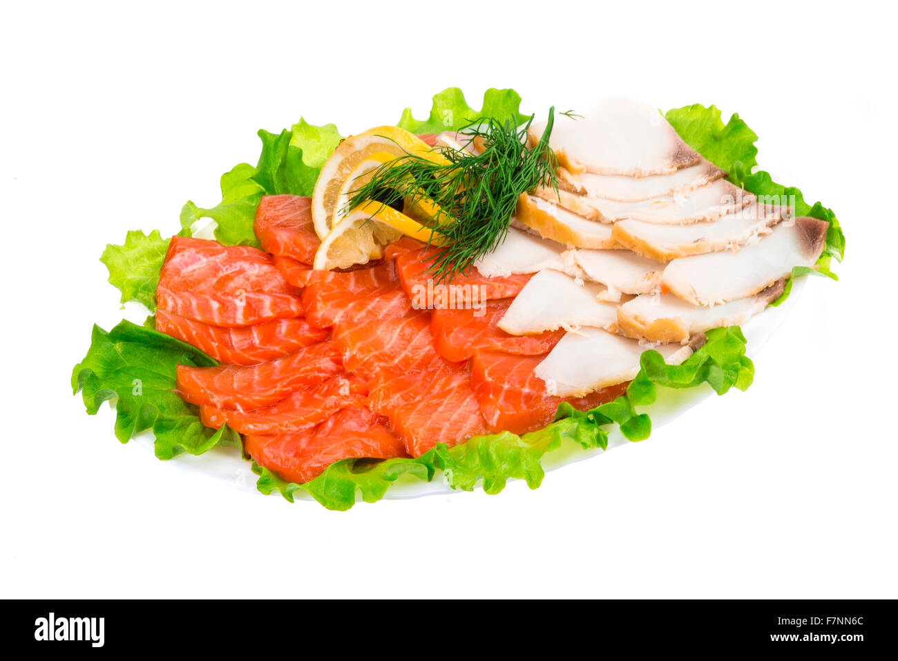 Sliced trout and sturgeon on the dish Stock Photo - Alamy