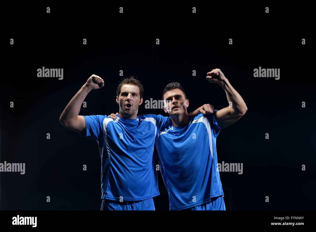 soccer players team group celebrating the victory and become champion ...