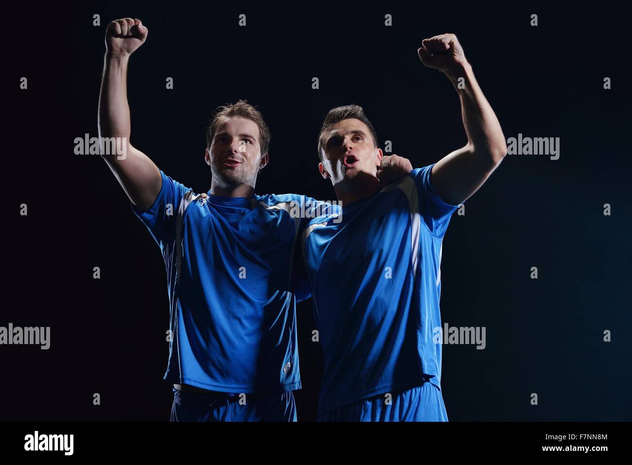 soccer players team group celebrating the victory and become champion ...