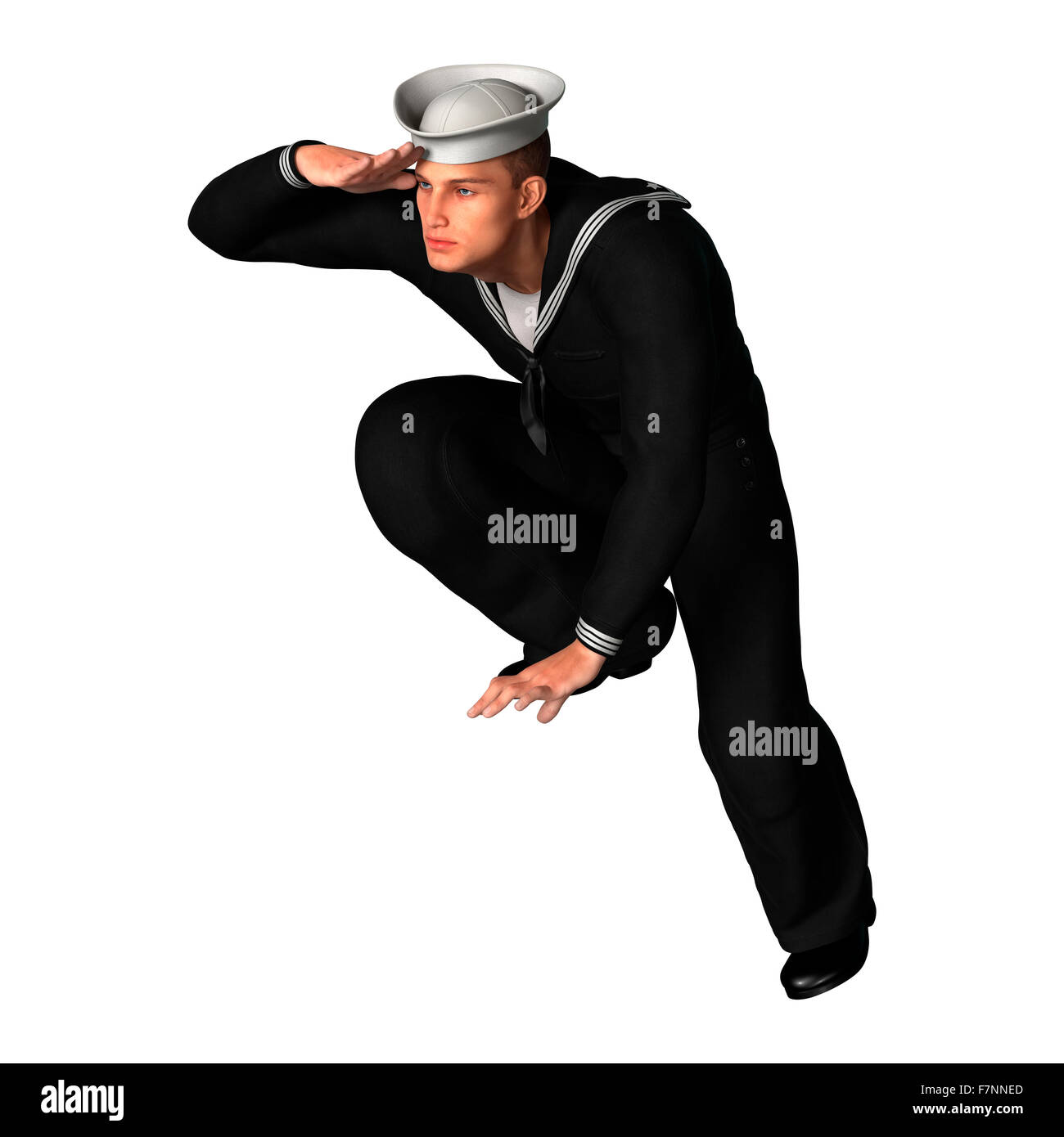 3D digital render of a young seaman isolated on white background Stock ...
