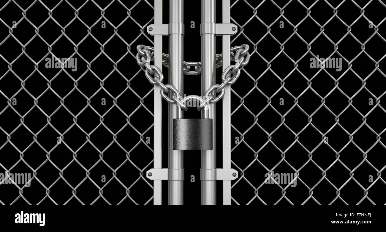 lock on fence (clipping path included Stock Photo - Alamy