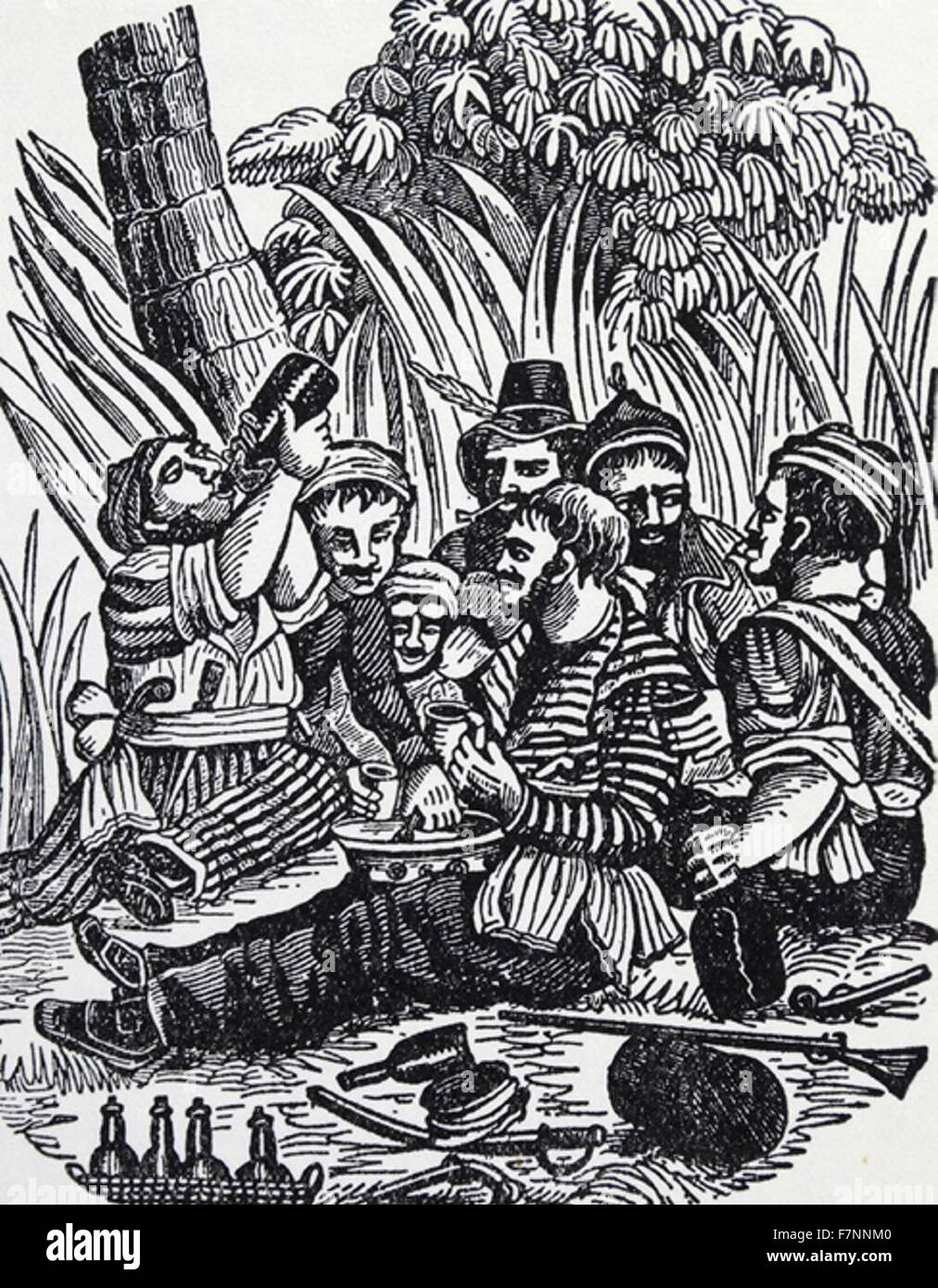 Group pirates meal west african coast 18th century piracy buccaneer hi ...