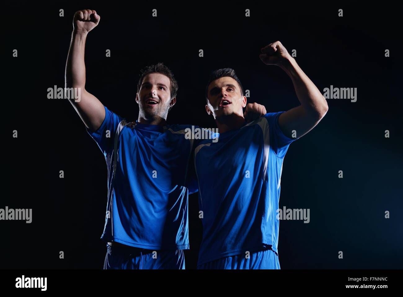 soccer players team group celebrating the victory and become champion ...