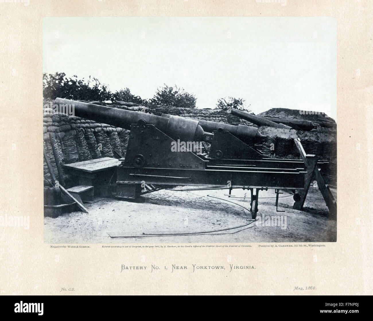 American Civil War cannon in a military post near Yorktown 1965 Stock ...