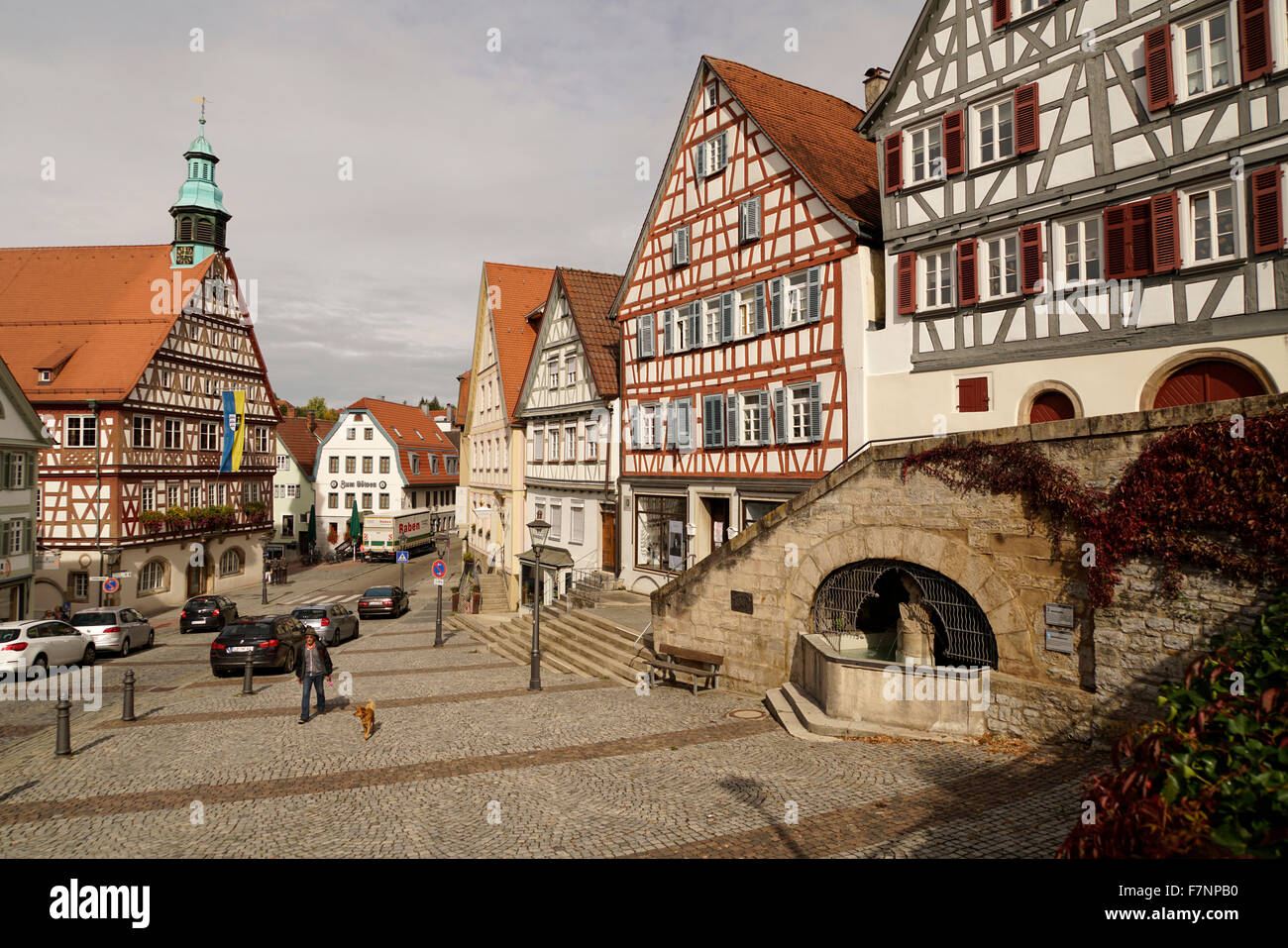 Germany, Backnang, Townhall and half-timbered houses Stock Photo - Alamy