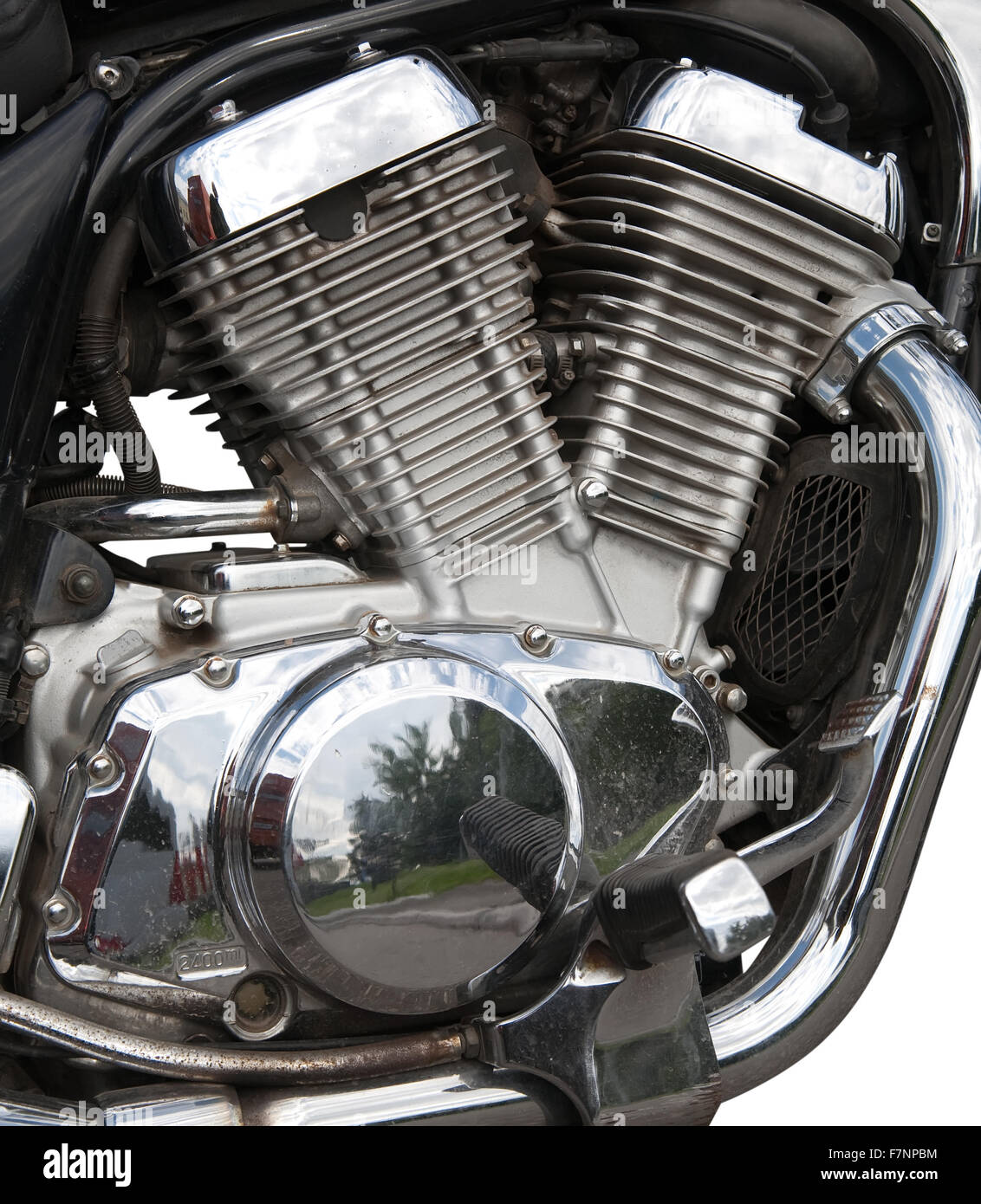 Closeup of a big shiny Motorcycle engine Stock Photo - Alamy